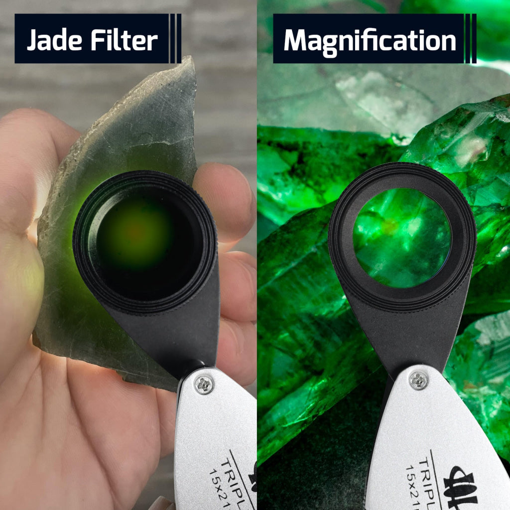 GEM-459 Gemstone Identification 2-in-1 Tool 15x Magnifier & Jadeite Fi ...
