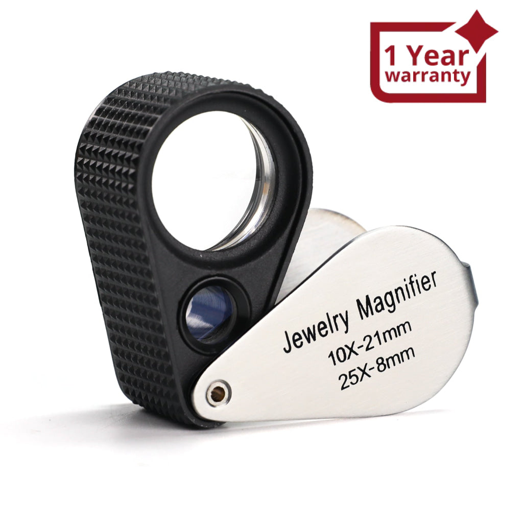GEM-462 Dual Magnification Jewelry Loupe 10X and 25X Magnifier Loupe w ...