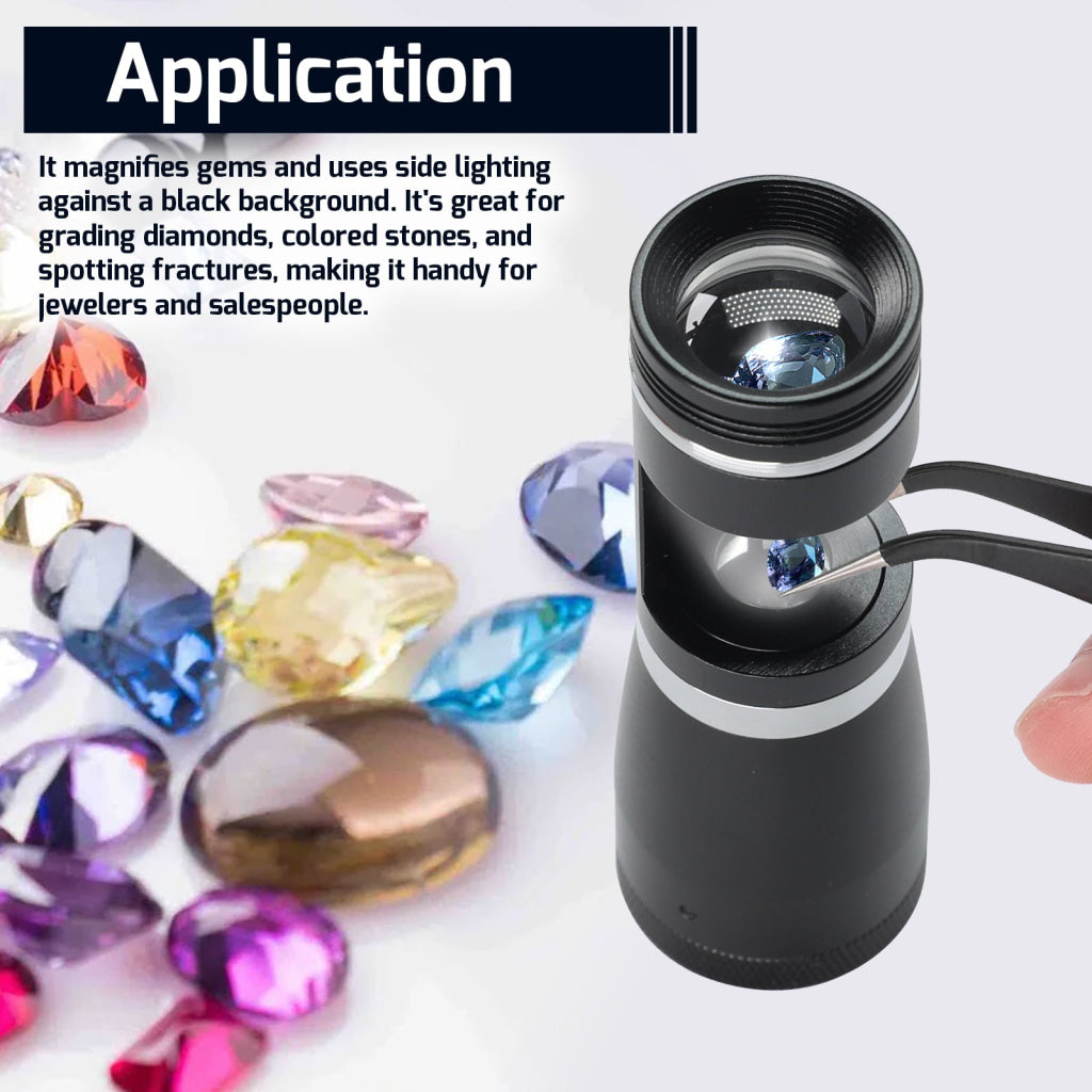 GEM-463 Portable 10x Darkfield Loupe Gemology Magnifier Gemstone Teste ...