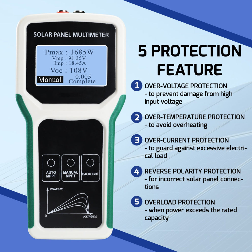 EMF-509 Solar Panel Meter 5-1800W MPPT Tester with Auto/Manual Detecti ...