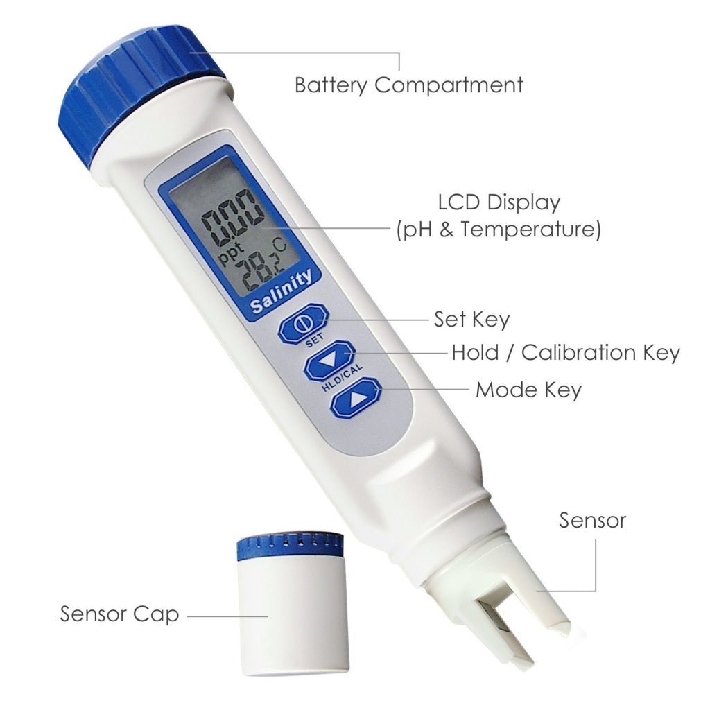 837-1 Salinity & Temp Meter, Pen Type Salt Water Quality Tester ATC ...