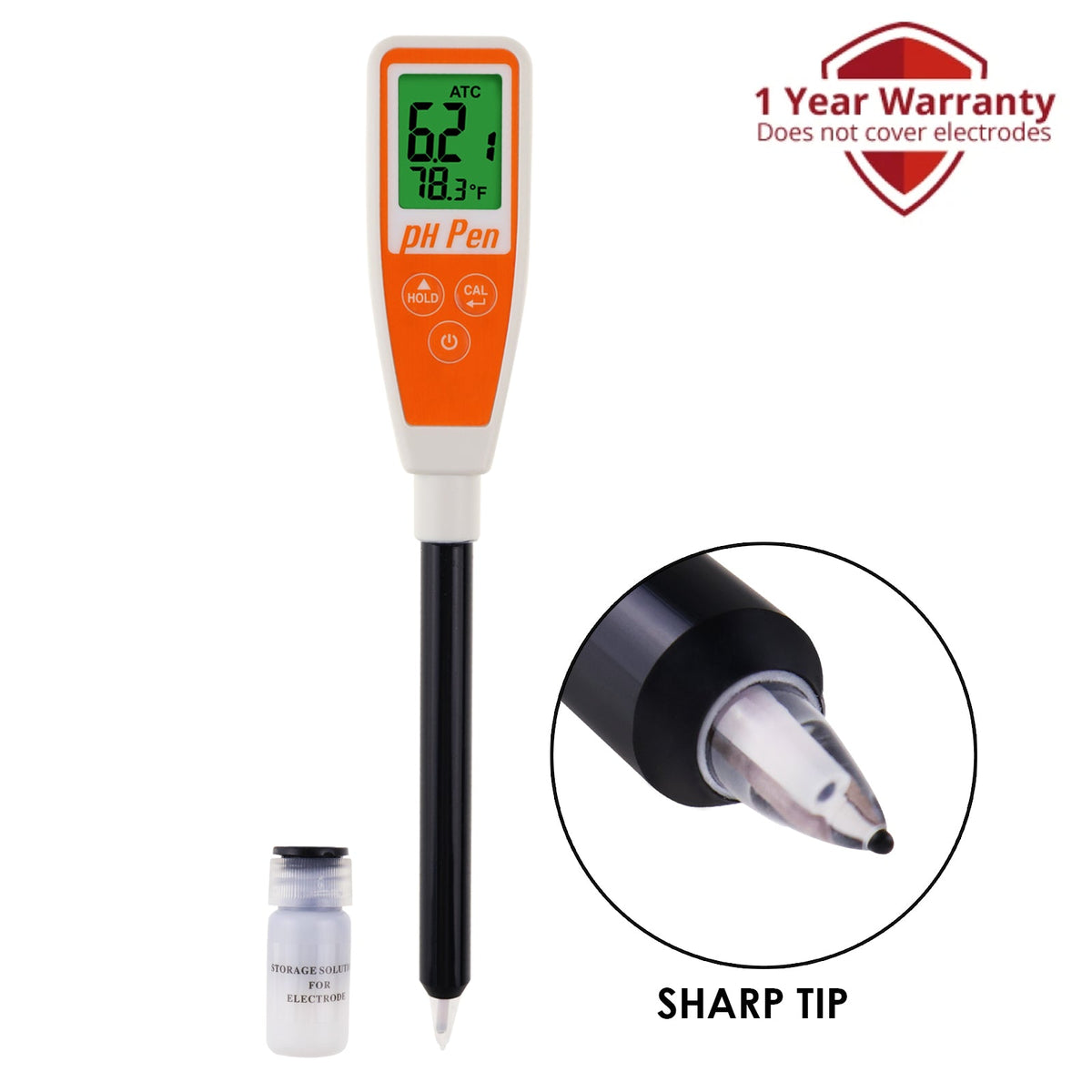 8694 Long Glass Tube Pentype pH Meter Sharp Tip Probe Digital Water ...