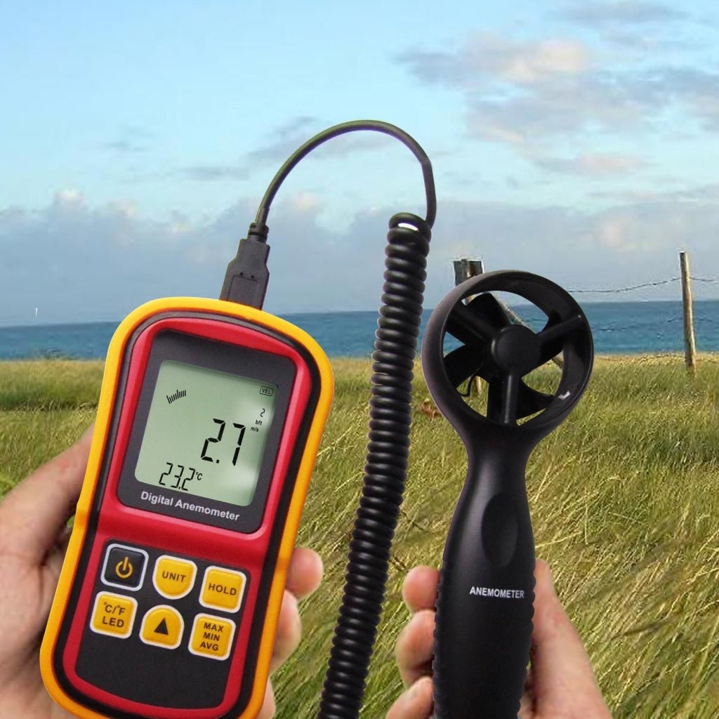 AM-8901 2-in-1 Digital Thermo-Anemometer, Air Flow Wind Speed Meter, 5 ...