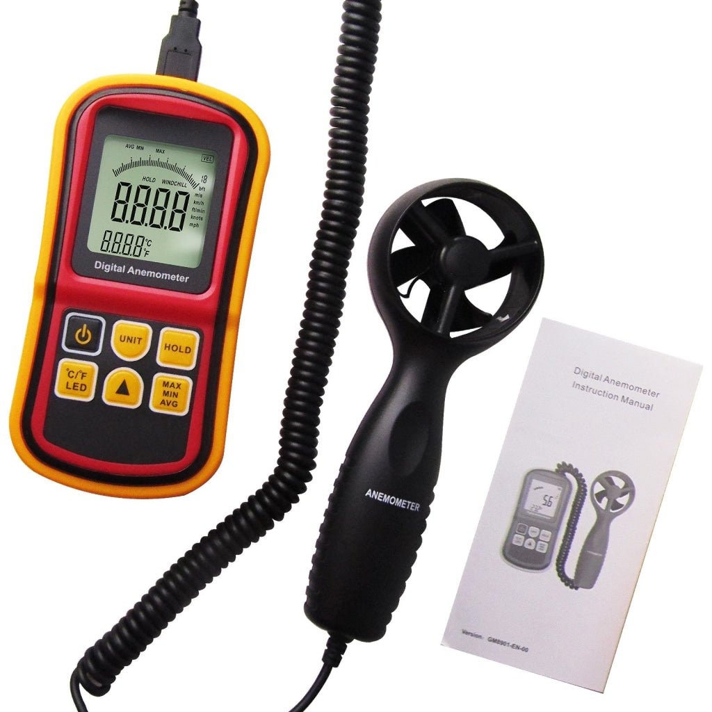AM-8901 2-in-1 Digital Thermo-Anemometer, Air Flow Wind Speed Meter, 5 ...