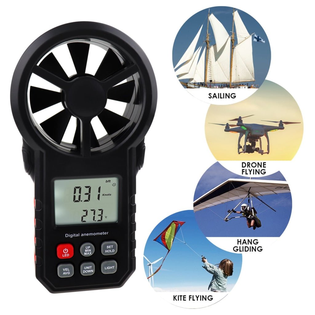 Portable Wind Speed Temperature Meter Backlight Digital Anemometer ...