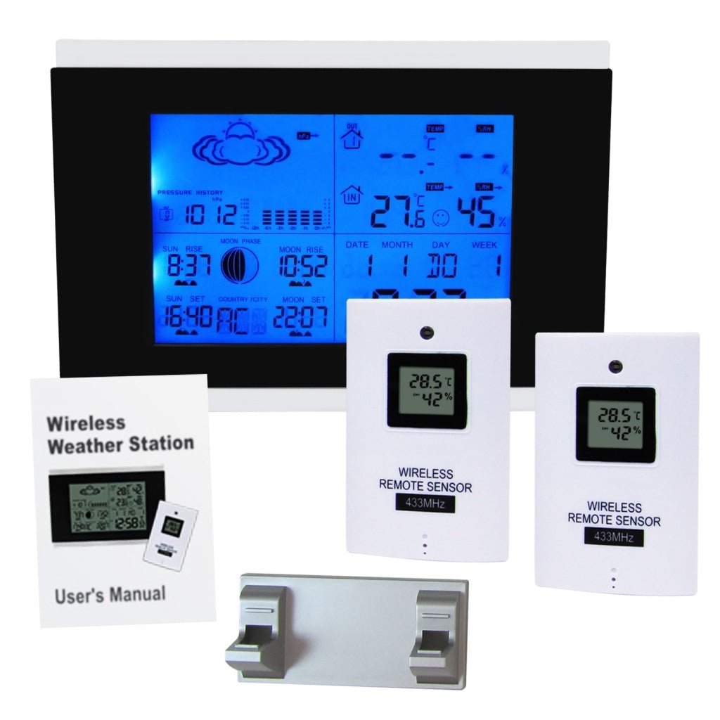 AOK-5018B_2S Weather Station with 2 Wireless Sensors, with Time ...