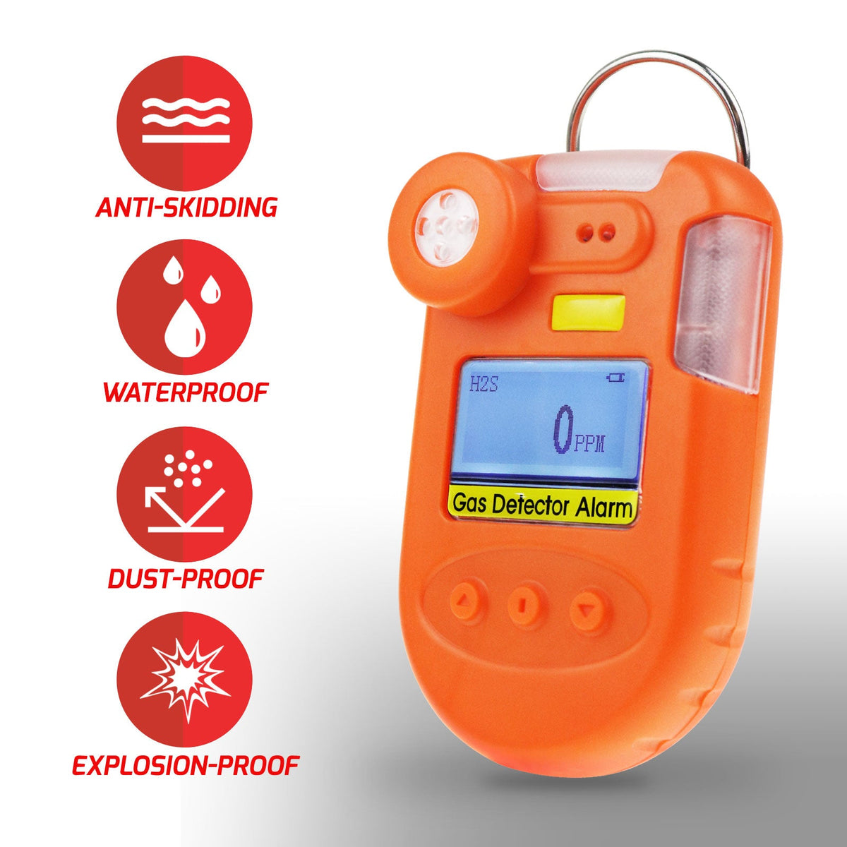 AQM-374 Portable Hydrogen Sulfide (H₂S) Gas Detector 1500 Record Alarm ...