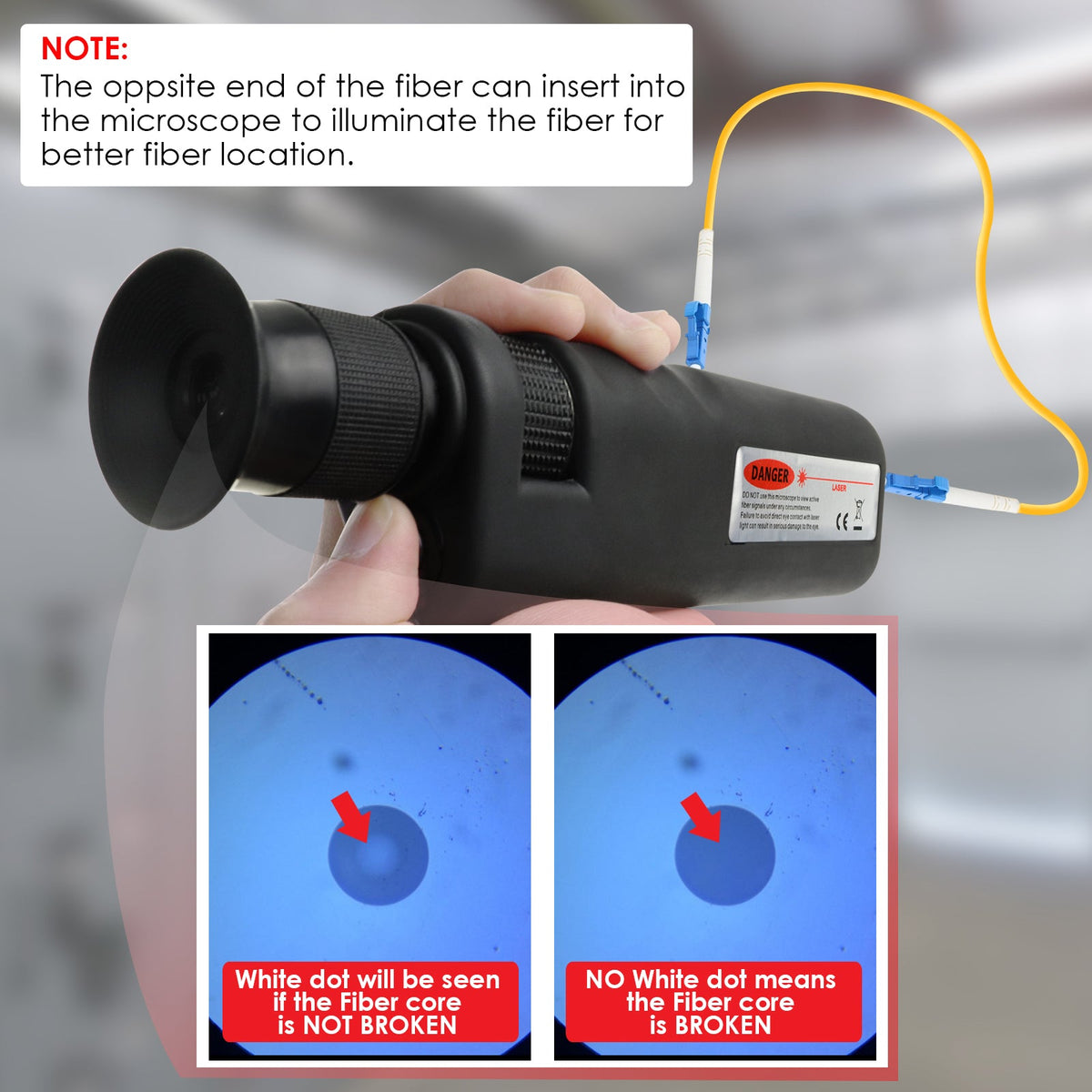 CL-400 Handheld 400x Fiber Optical Microscope Inspection White LED ...