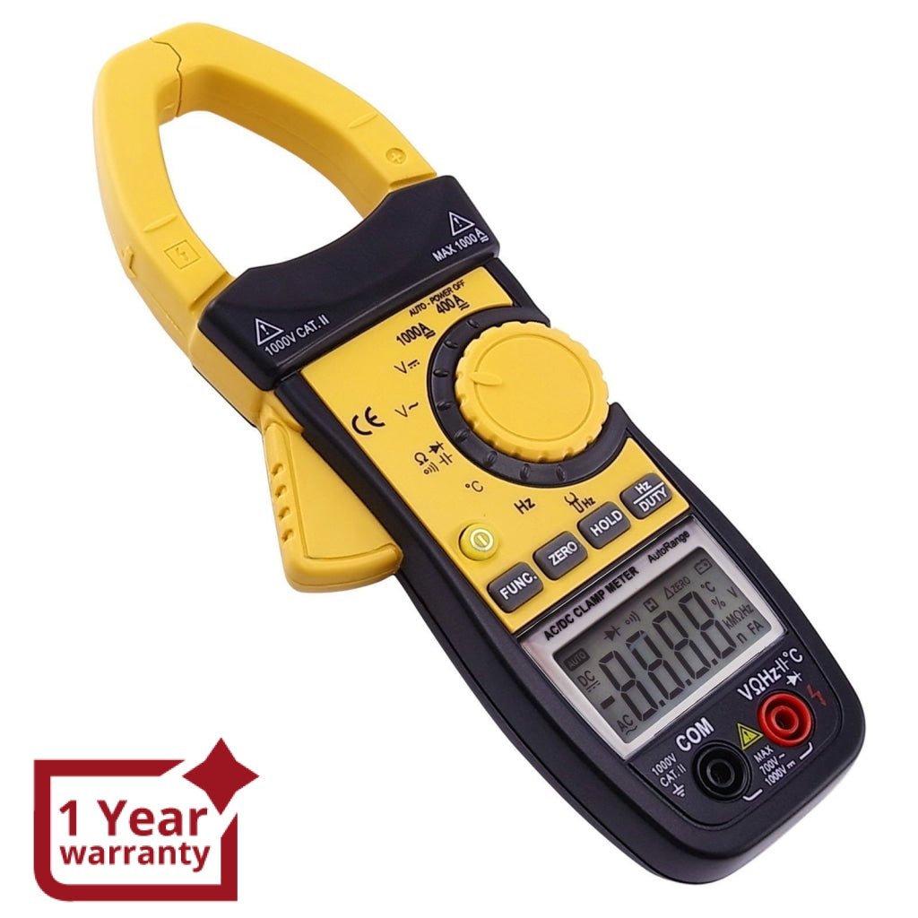CM113 Digital AC/DC Clamp Meter Multimeter Thermometer Ohm Auto Range ...