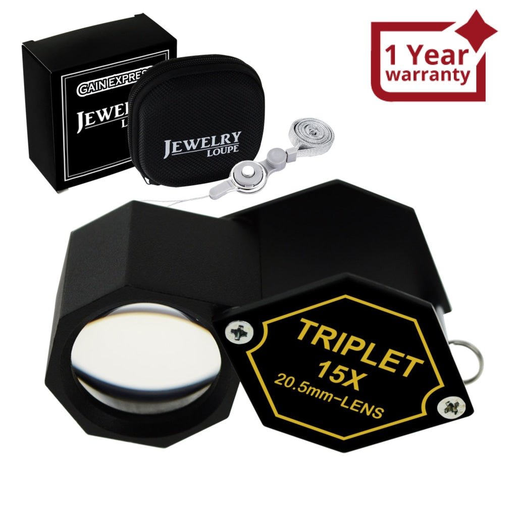GEM-251 15x Jewelry Loupe Magnifier 20.5mm Triplet Lens Achromatic ...
