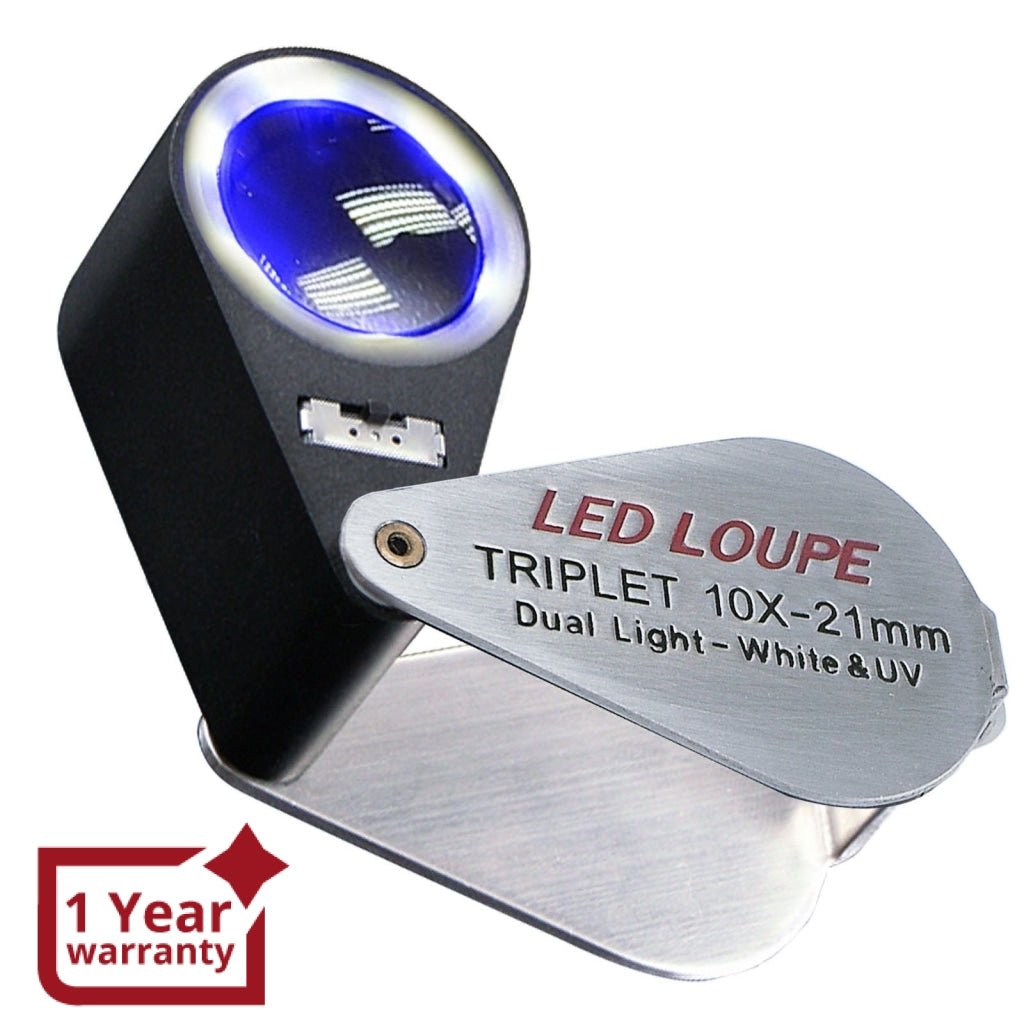 GM11 Mini 10X Jeweler Loupe Magnifier + LED & UV light, 21mm lens ...
