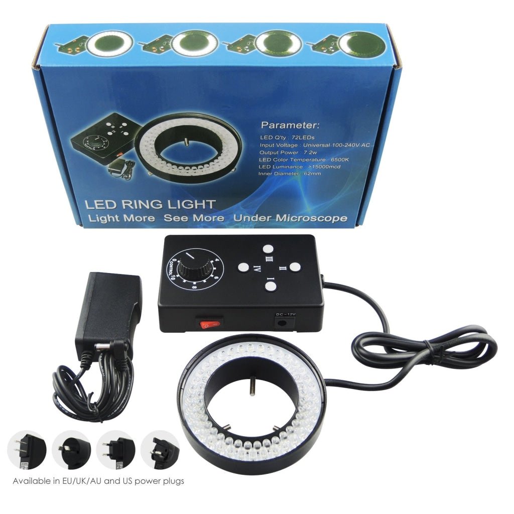 HS-72 Ring Light 62mm 72 LED Microscope Camera Illuminator Flash Lens ...