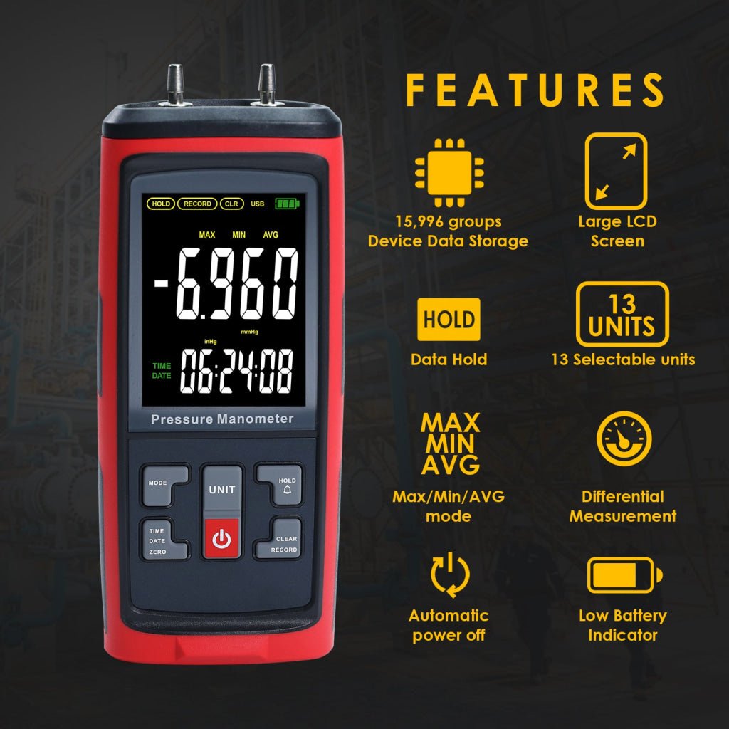 MAN-420 Differential Pressure Manometer with ±50 kPa Kilopascal ...