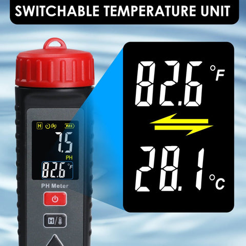 PHM-443 Digital Pentype pH Meter High Accuracy Colored Screen | Red ...