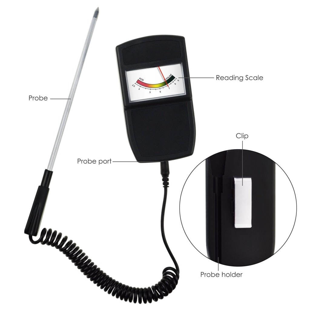 SQM-258 Pointer Type Soil pH Meter Tester Sensor with Detachable Probe ...