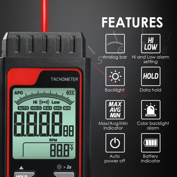 TAC-44 Handheld Digital Laser Non-Contact Tachometer, Rotational Speed ...