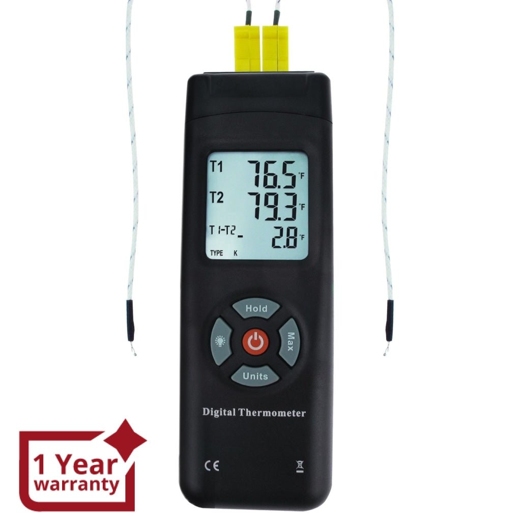 THE-26 Digital Thermometer Dual Type-K Thermocouples Probe Temperature ...