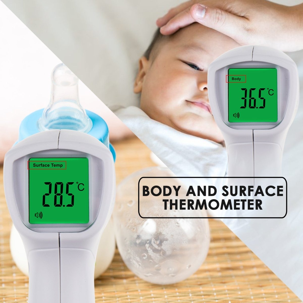 THE-294 Digital 2-in-1 Body Surface Thermometer Forehead Human Baby ...