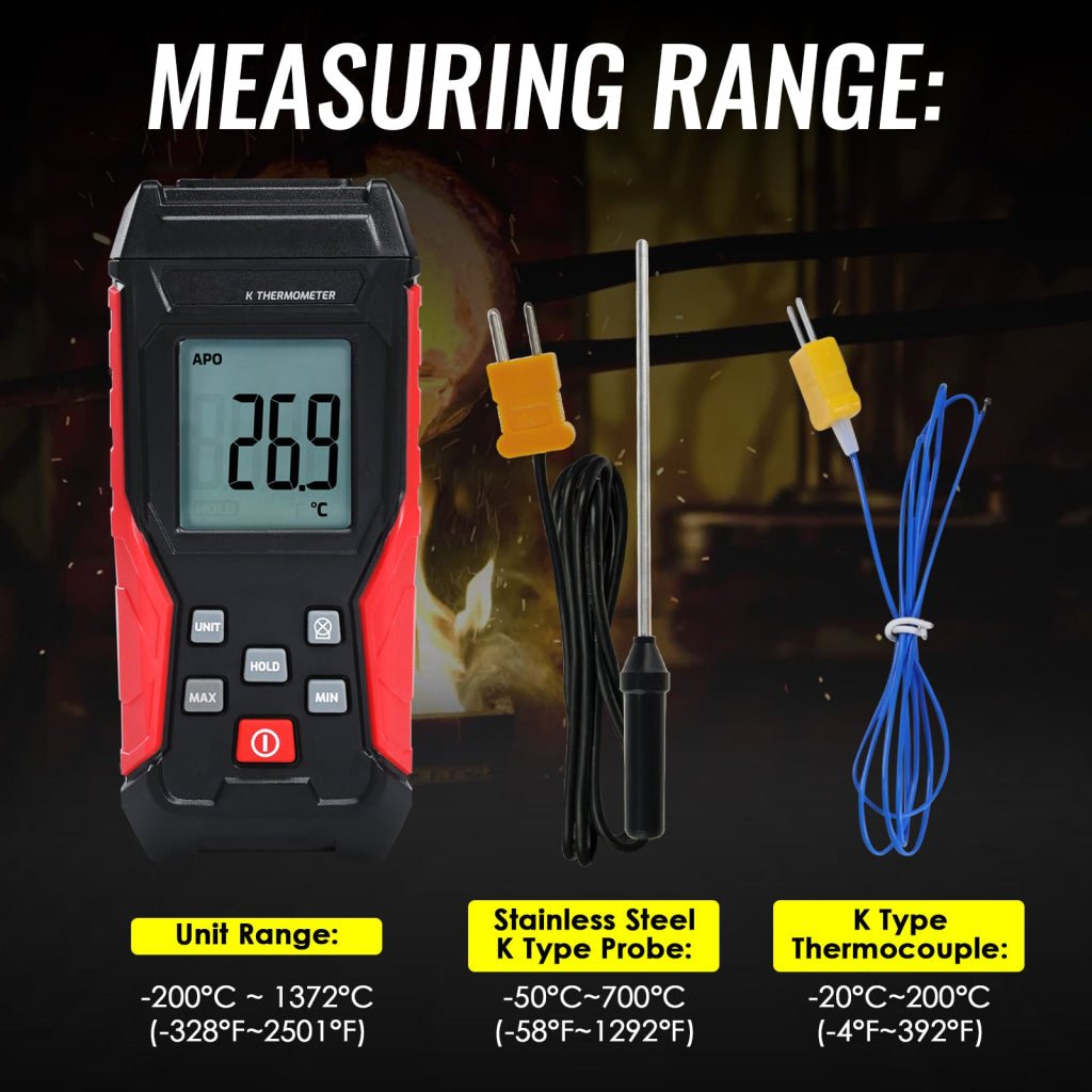 THE-418_1P Digital K-Type Thermocouple Thermometer with Wired and ...