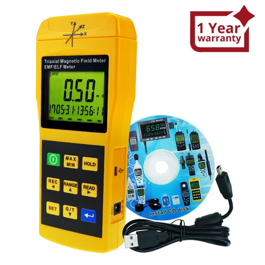 TM-192D Digital Mini Triple Axis 2000Hz EMF ELF Magnetic Field Meter ...