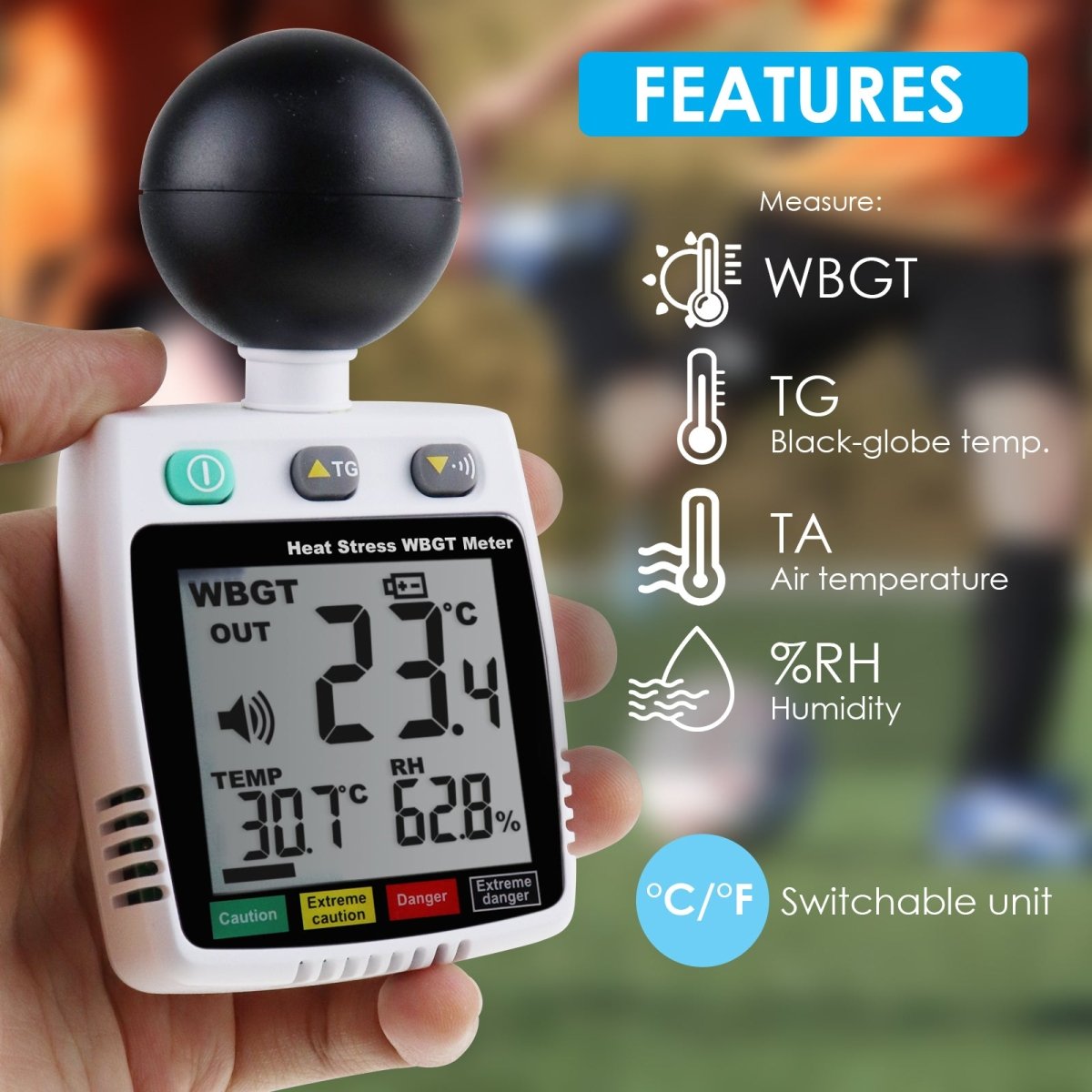 TM-288 Heat Stroke Index Meter Indoor / Outdoor Temperature Measurement ...
