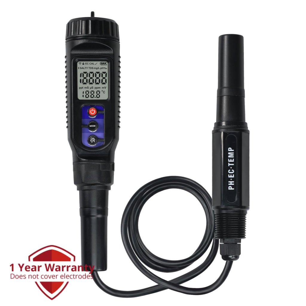 WQM-448 Digital 3-in-1 pH | EC | Temperature Tester Waterproof IP65 for ...