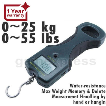 WS-815 Digital 25kg/55lb LCD Fish Weighing Scale w/ RUBBER SIDE HANDLE ...