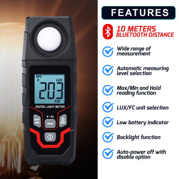 LUX-29 Digital Light Lux Meter with Data Logging Measurement Range 0 to ...