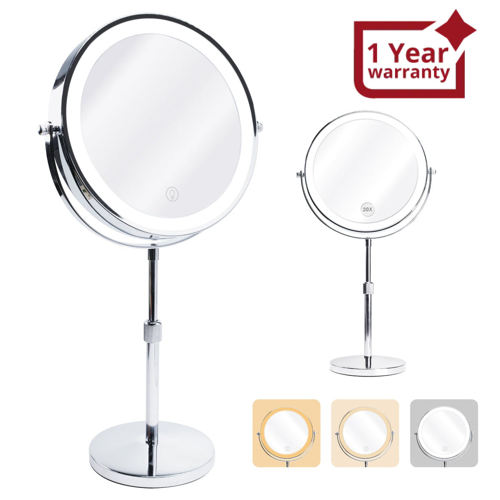MIR-534 Double Sided 1X/10X LED Light Vanity Mirror 9" Rechargeable Ma ...