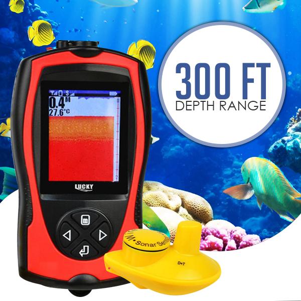 FF-1108-1CW Lucky Rechargeable Fish Finder 2~147ft with Colored LCD an ...