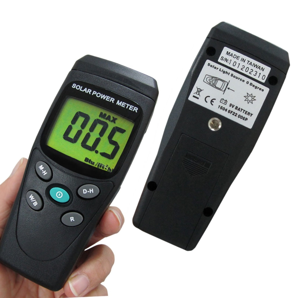 T206 Solar Power Meter BTU/(ft2*h) W/m2 Radiation Energy Cell Tester ...